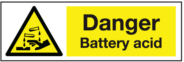 Battery Acid Warning Safety Sign