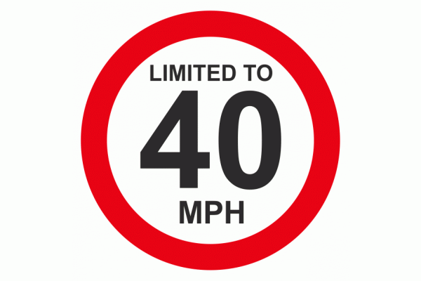 Limited To 40mph Vehicle Speed Limit Sign