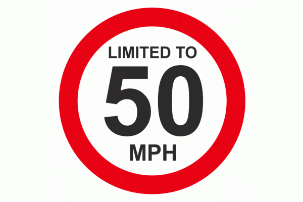 Limited To 50mph Vehicle Speed Limit Sign