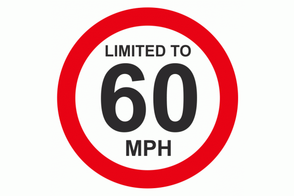 Limited To 60mph Vehicle Speed Limit Sign