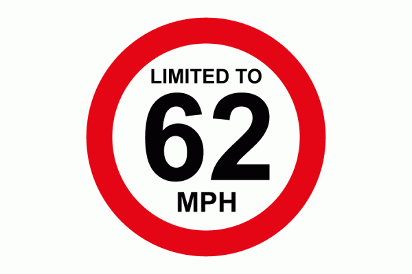 Limited To 62mph Vehicle Speed Limit Sign