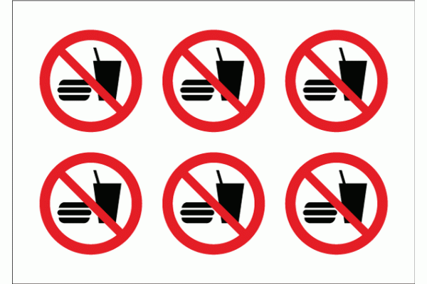 Prohibition No Eating Stickers