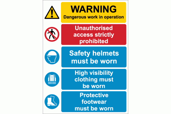 Dangerous Work in Operation Warning Sign