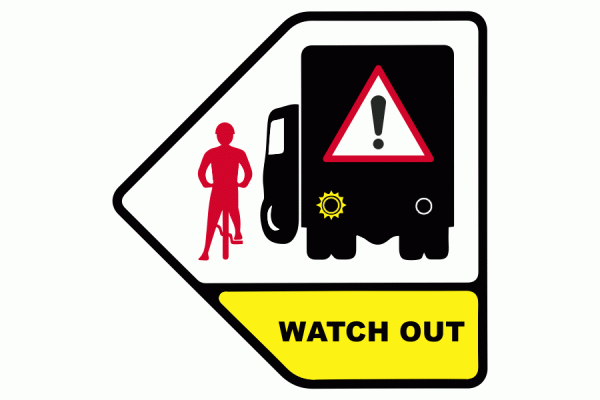 Watch Out - Warning Cyclists Beware When Vehicle is Turning Left